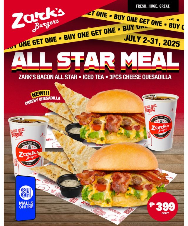 For Only P399: Get 2 Bacon Burgers, 2 Servings Quesadilla + 2 Drinks at Zark's Burgers