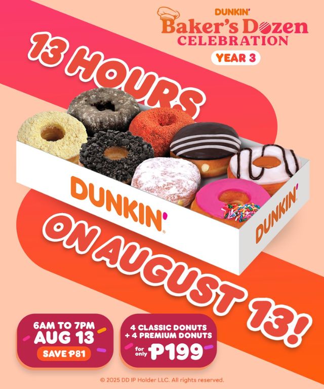 For 13 Hours Only: Get a Box of Dunkin' Donuts for Just P199