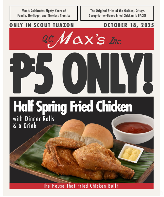 PSA: Your P5 Coin Can Get You Max's Fried Chicken, Rice, and Drink