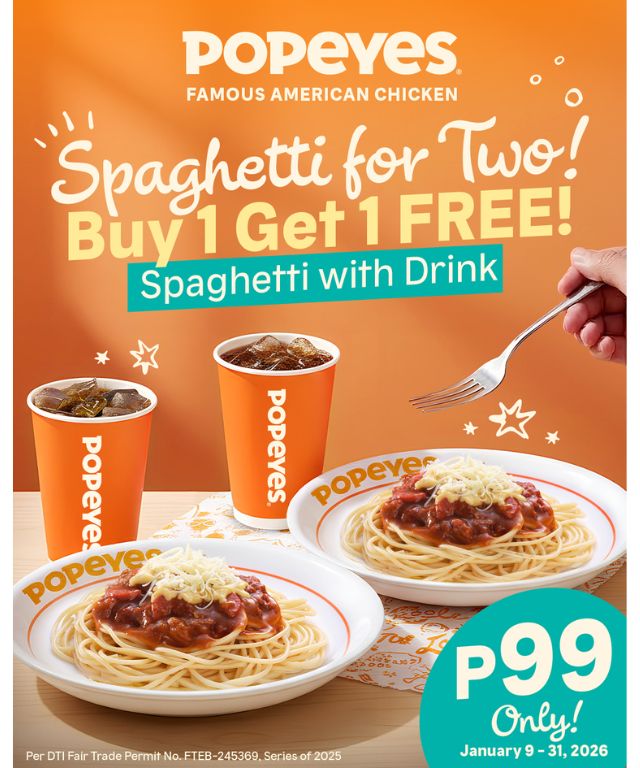 Popeyes BOGO Promo Is Back: P99 for 2 Spaghetti Meals